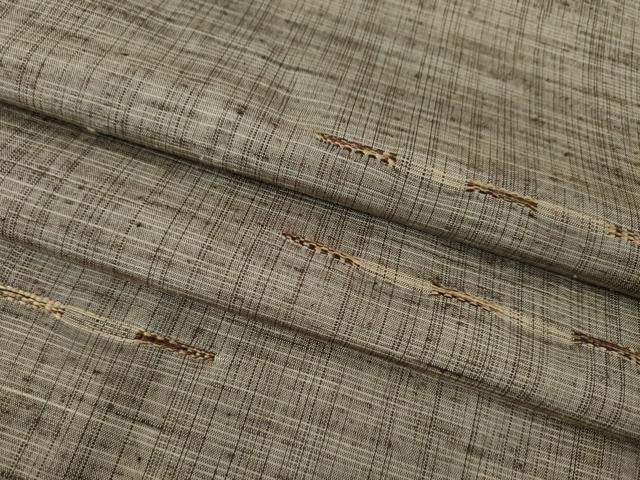 平和屋着物●上質な紬　段違い文　めがね織　正絹　逸品　AABA7924ck