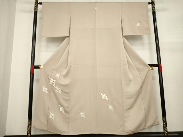 平和屋着物●訪問着　友禅　駒刺繍　花菱文　金彩　正絹　逸品　AABA7954ck