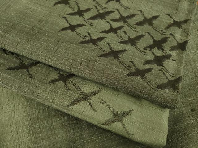 平和屋着物●上質な紬　飛鶴文　正絹　逸品　AABA7956ck