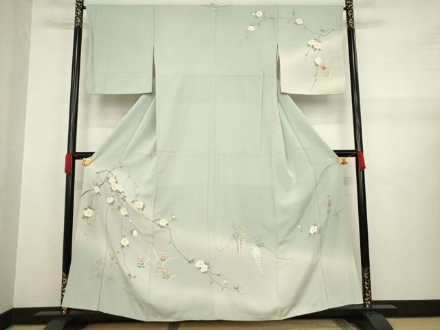 平和屋着物●訪問着　友禅　作家物　枝花文　正絹　逸品　AABA7988ck