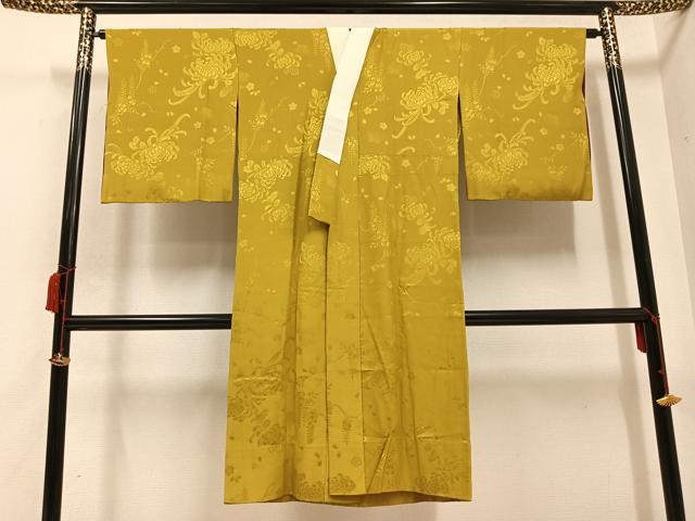 平和屋着物●長襦袢　無双仕立て　花地紋　芥子色　やまと誂製　正絹　逸品　AABA8187ph