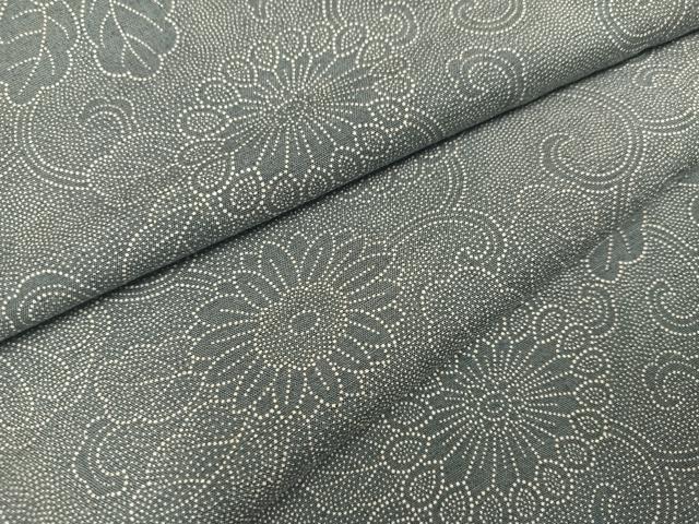 平和屋着物●江戸小紋　紬地　菊唐草文　正絹　逸品　AABA8203ph