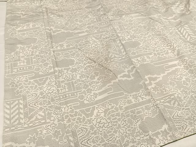 平和屋着物○本場大島紬 120亀甲 草花文 正絹 逸品 AABA8210ph