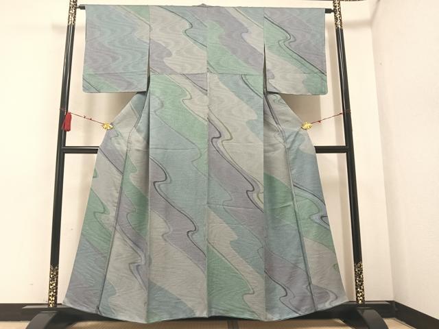 平和屋着物●上質な小紋　流水文　正絹　逸品　AABA8217ph