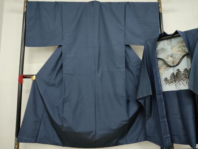 平和屋着物●男性　本場大島紬　アンサンブル　格子　正絹　逸品　AABA8241ck