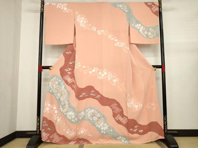 平和屋着物●十日町　名門　滝泰謹製　訪問着　辻が花　絞り　道長花文　正絹　逸品　AABA8245ck