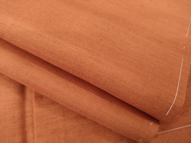 平和屋着物●上質な紬　色無地　黄丹色　正絹　逸品　未使用　AABA8248ck