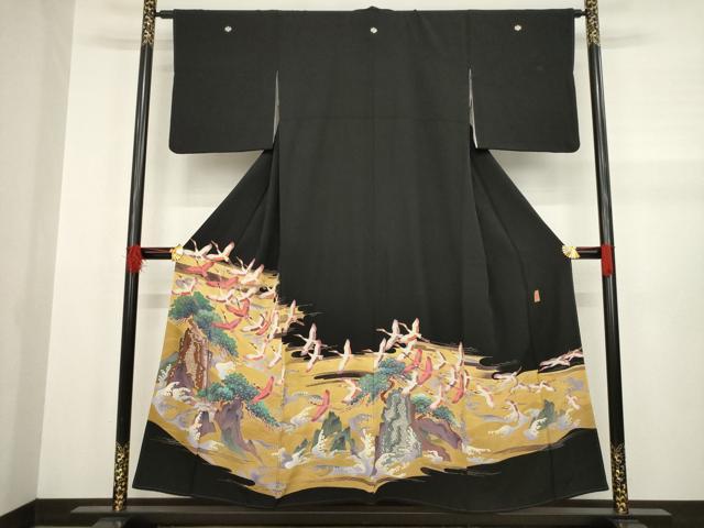 平和屋着物●本加賀友禅作家　中町博志　黒留袖　飛鶴風景文　正絹　逸品　AABA8257ck