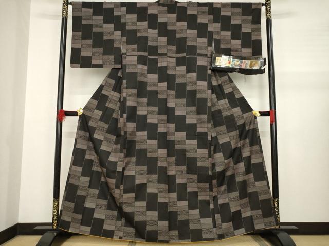 平和屋着物●本場大島紬　純泥染め　カタス7マルキ　手織り　横段文　福山アイ子作　やまと誂製　証紙付き　正絹　逸品　AABA8262ck