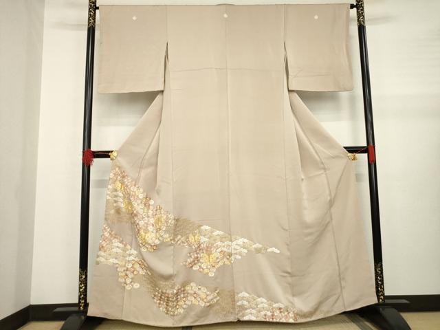 平和屋着物●豪華色留袖　総刺繍　中国三大刺繍　相良刺繍　花蝶文　金糸　正絹　逸品　AABA8266ck