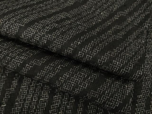 平和屋着物●上質な紬　斜縞　黒地　正絹　逸品　AABA8272ck