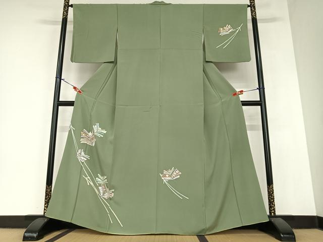 平和屋着物●訪問着　若松花文　金彩　正絹　逸品　AABA8770zg