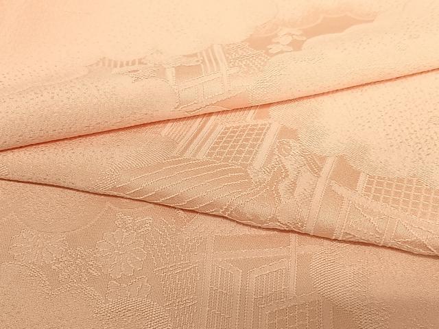 平和屋着物●上質な色無地　人物花地紋　宍色　正絹　逸品　未使用　AABA8792zg