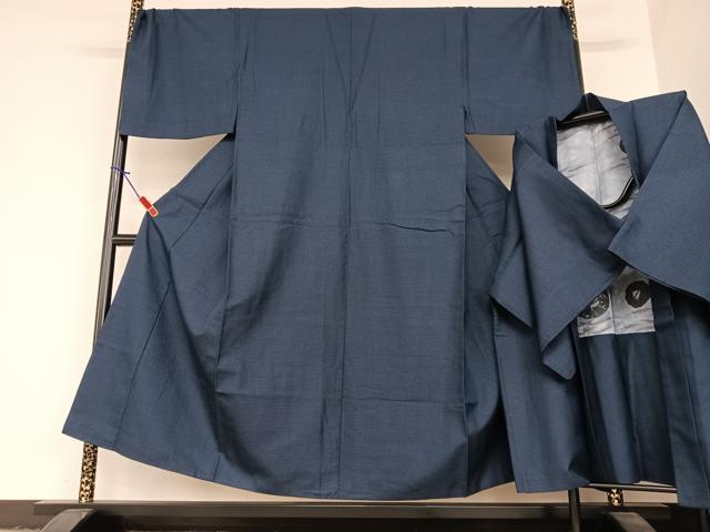平和屋着物●男性　紬　アンサンブル　亀甲文様　キングサイズ　正絹　逸品　AABA8813zg