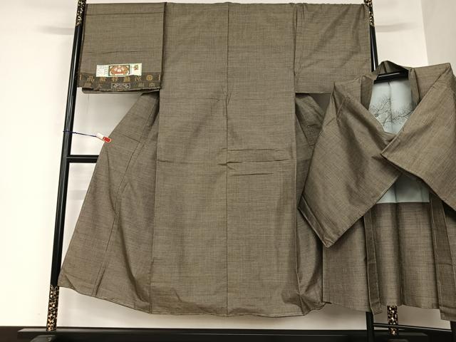 平和屋着物●男性　本場大島紬　アンサンブル　100亀甲　総詰め　中川織物謹製　証紙付き　正絹　逸品　未使用　AABA8817zg