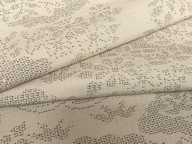 平和屋着物●結城紬　飛び亀甲柄　雲重ね草花文　正絹　逸品　未使用　AABA8858zg