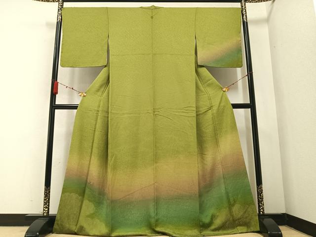 平和屋着物●訪問着　人物風景地紋　暈し染め　正絹　逸品　未使用　AABA8885ph