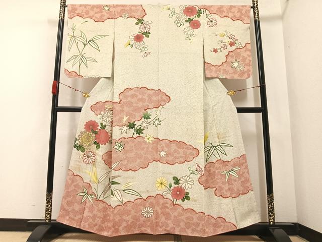 平和屋着物●訪問着　草花文　金彩　正絹　逸品　AABA8890ph