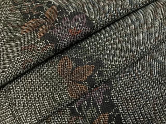 平和屋着物●本場大島紬　カタス9マルキ　草花間道　正絹　逸品　AABA8894ph