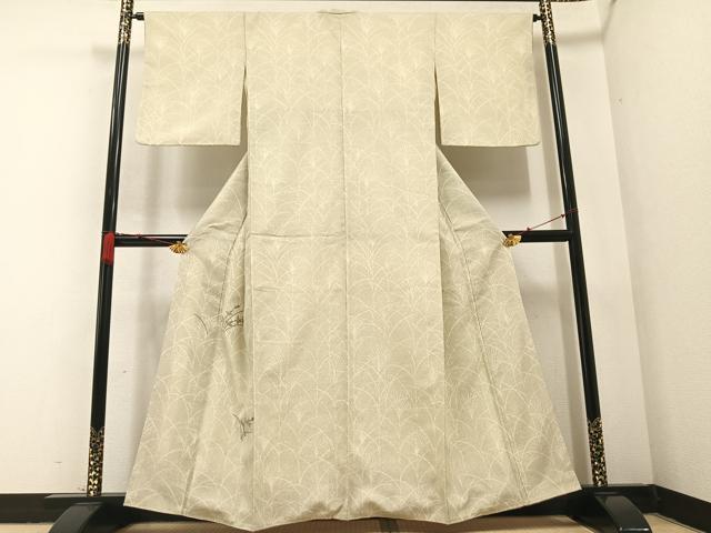 平和屋着物●訪問着　お召地　刺繍　草花文　正絹　逸品　AABA8895ph