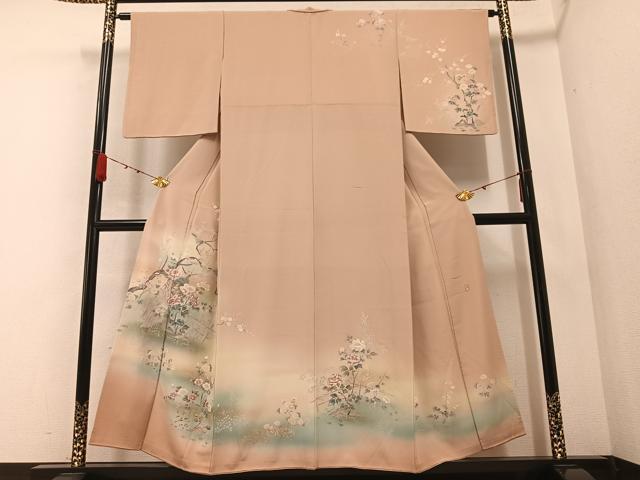 平和屋着物●訪問着　友禅　作家物　孔雀花鳥文　暈し染め　金彩　正絹　逸品　AABA8904ph