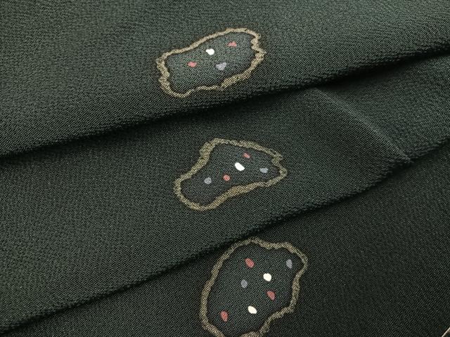 平和屋着物●上質な小紋　舞花文　鬼しぼ縮緬　正絹　逸品　AABA8911ph