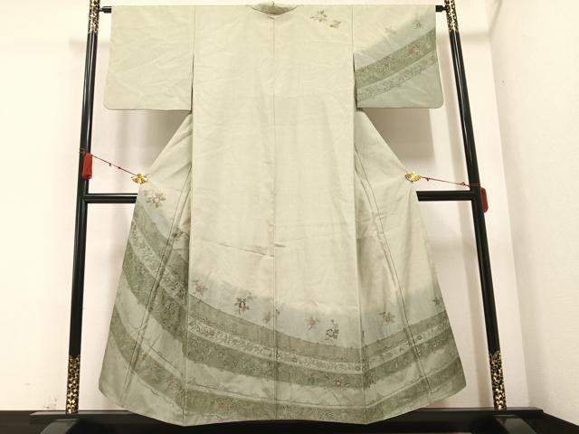 平和屋着物●訪問着　本場染大島紬　中国三大刺繍　スワトウ刺繍　汕頭刺繍　更紗文様　暈し染め　正絹　逸品　AABA8949ph