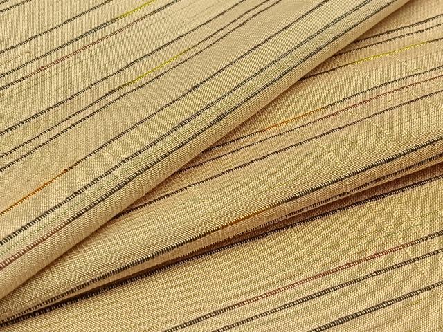 平和屋着物▽上質な紬 　単衣　横段文　三越扱い　正絹　逸品　未使用　AABA9121jh