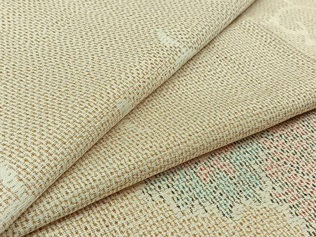 平和屋着物▽上質な紬　単衣　花唐草文　正絹　逸品　AABA9143jh