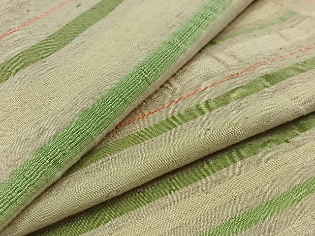 平和屋着物▽上質な紬　単衣　横段文　正絹　逸品　AABA9145jh