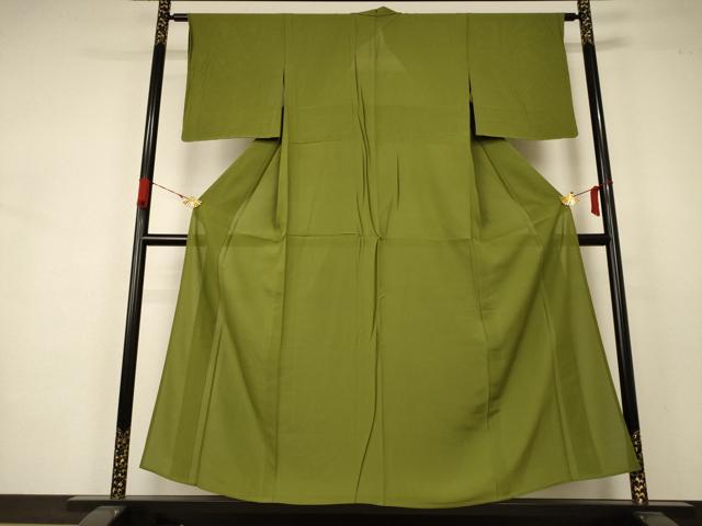平和屋着物＊夏物　色無地　絽　鶯色　洗える着物　未使用　AABA9286jd