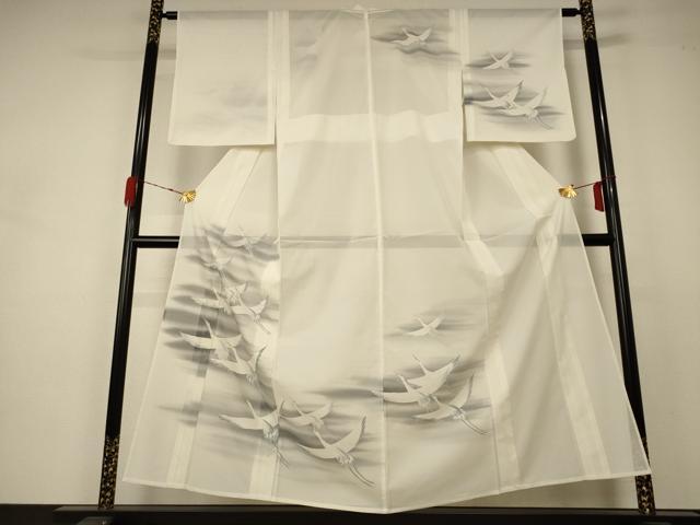 平和屋着物＊夏物　訪問着　絽　舞鶴文　洗える着物　AABA9287jd