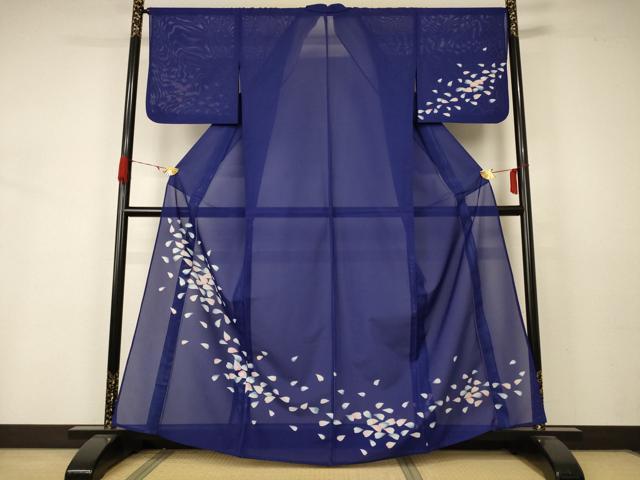 平和屋着物＊夏物　訪問着　絽　花びら　洗える着物　AABA9296jd