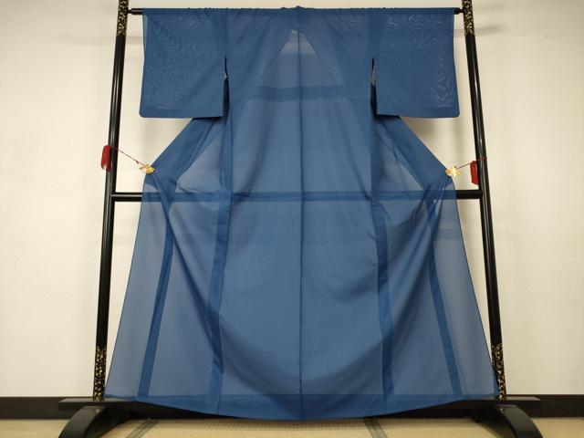 平和屋着物＊夏物　色無地　絽　紺鼠色　洗える着物　AABA9298jd