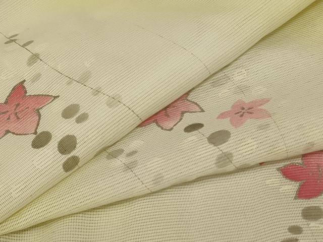 平和屋着物＊夏物　小紋　絽　草花文　洗える着物　AABA9300jd