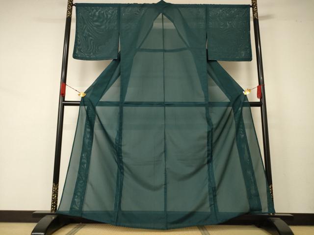 平和屋着物＊夏物　色無地　絽　鉄色　洗える着物　AABA9307jd