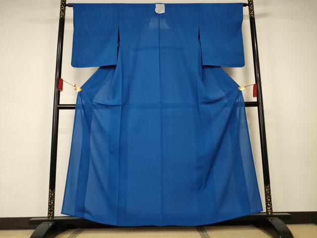 平和屋着物＊夏物　色無地　絽　紺碧色　正絹　逸品　AABA9315jd