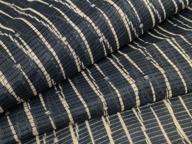 平和屋着物＊夏物　小紋　絽　変わり縞　正絹　逸品　AABA9384jd