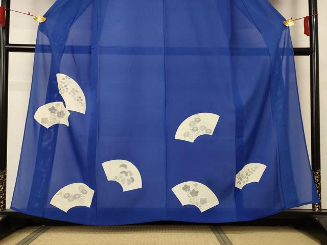 平和屋着物＊夏物　訪問着　絽　扇面花文　銀彩　正絹　逸品　AABA9401jd 平和屋着物＊夏物 訪問着 絽 扇面花文 銀彩 正絹 逸品 AABA9401jd