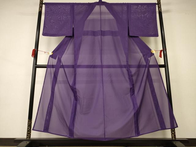 平和屋着物＊夏物　色無地　絽　深紫色　洗える着物　未使用　AABA9414jd