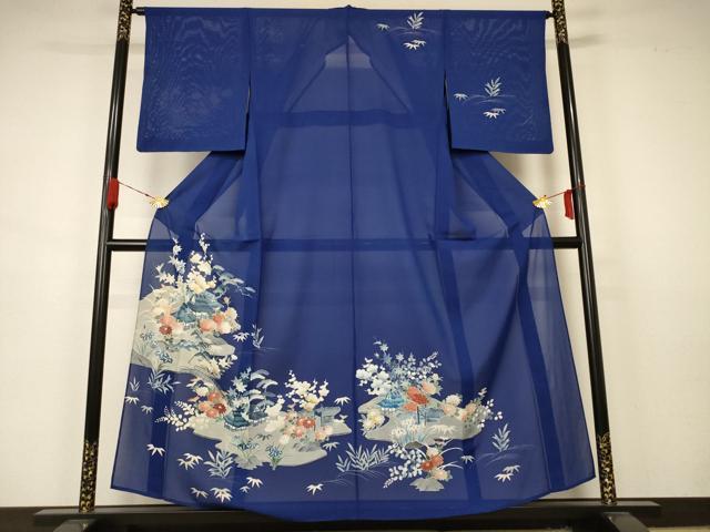 平和屋着物＊夏物　訪問着　絽　風景草花文　正絹　逸品　AABA9430jd