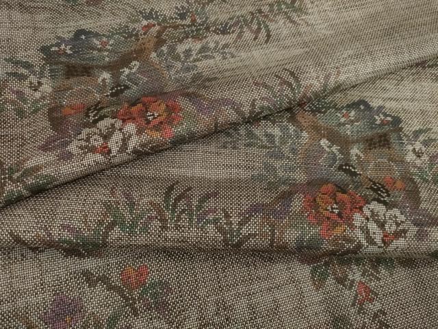 平和屋着物●本場大島紬　カタス9マルキ　御所車花文　正絹　逸品　AABA9458ck