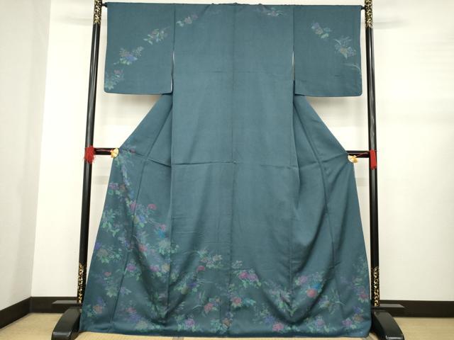 平和屋着物●訪問着　草花文　金彩　ロング丈　正絹　逸品　AABA9478ck