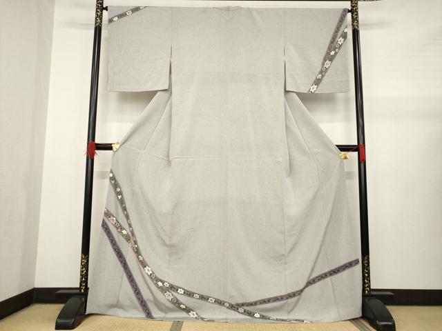 平和屋着物●訪問着　花唐草文　金彩　ロング丈　正絹　逸品　AABA9483ck