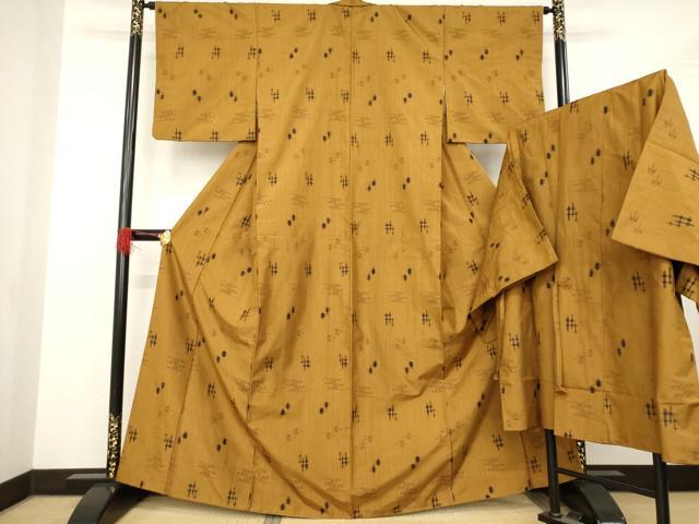 平和屋着物●本場琉球絣　紬　道中着セット　正絹　逸品　AABA9484ck