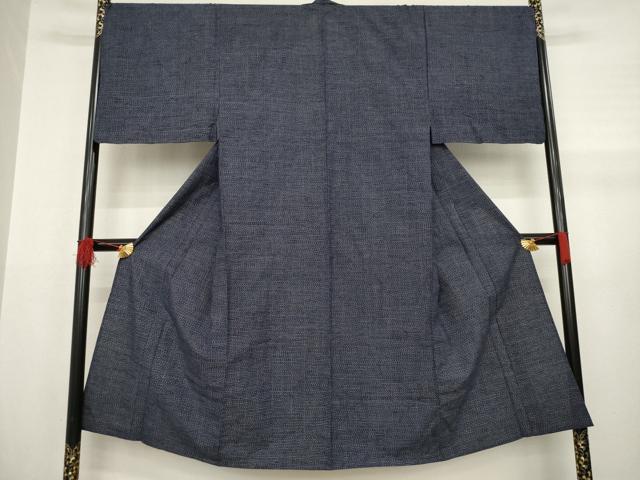 平和屋着物●男性　久留米絣　単衣　格子　綿　逸品　AABA9511ck