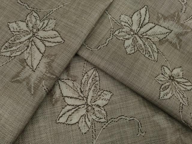 平和屋着物●本場大島紬　カタス9マルキ　楓文　正絹　逸品　AABA9518ck