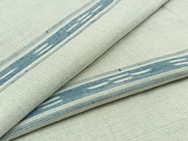 平和屋着物▽上質な紬　単衣　横段文　正絹　逸品　AABA9538jh