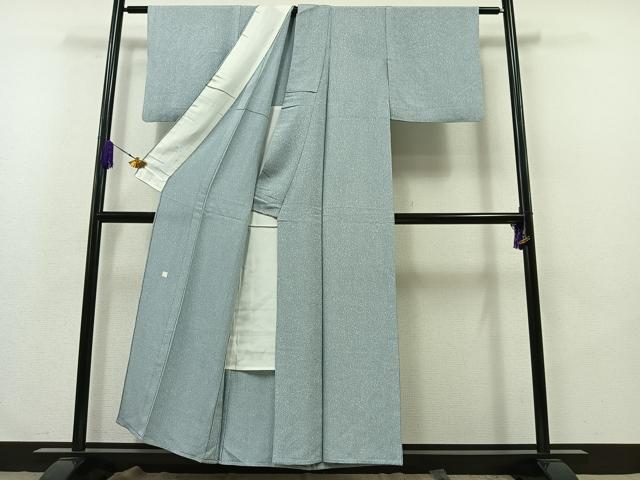 平和屋着物▽上質な小紋 単衣 作家物 霞文 鬼しぼ縮緬