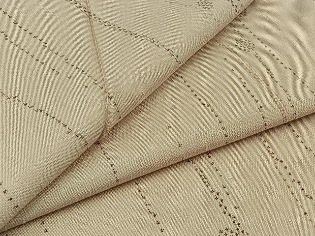 平和屋着物▽上質な紬　単衣　よろけ縞　正絹　逸品　AABA9573jh